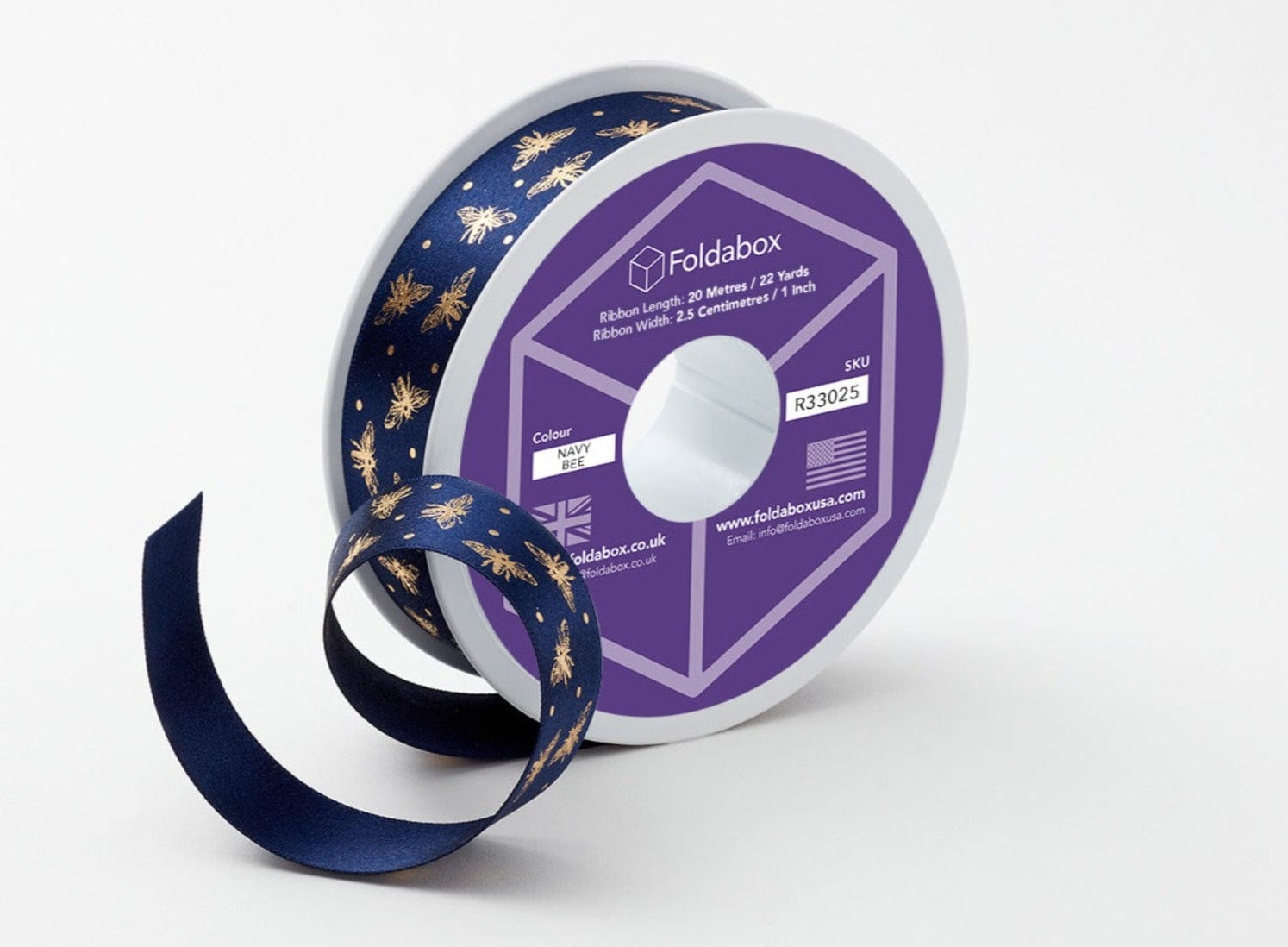 Navy Satin Bumble Bee Ribbon Roll | Gift Wrapping | Foldabox ...